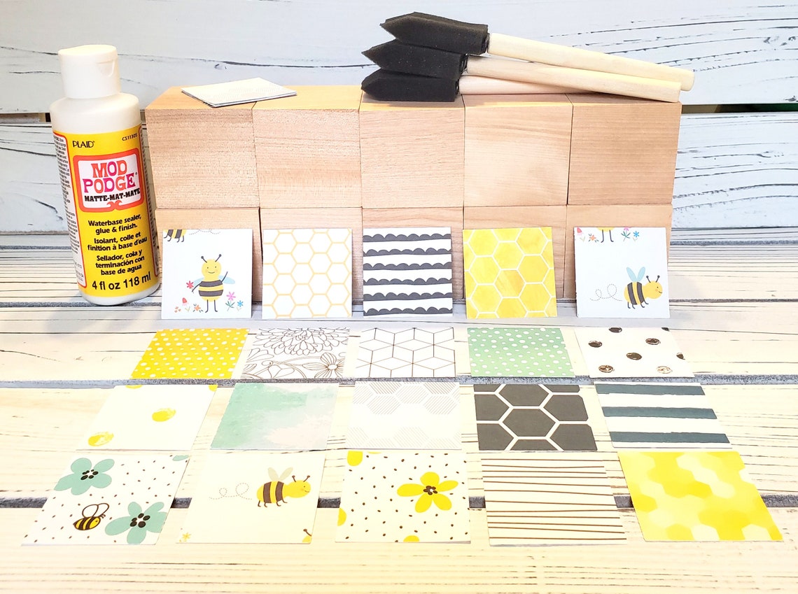 Bumble Bee Decor Baby Shower Bee Theme DIY Block Kit - Etsy