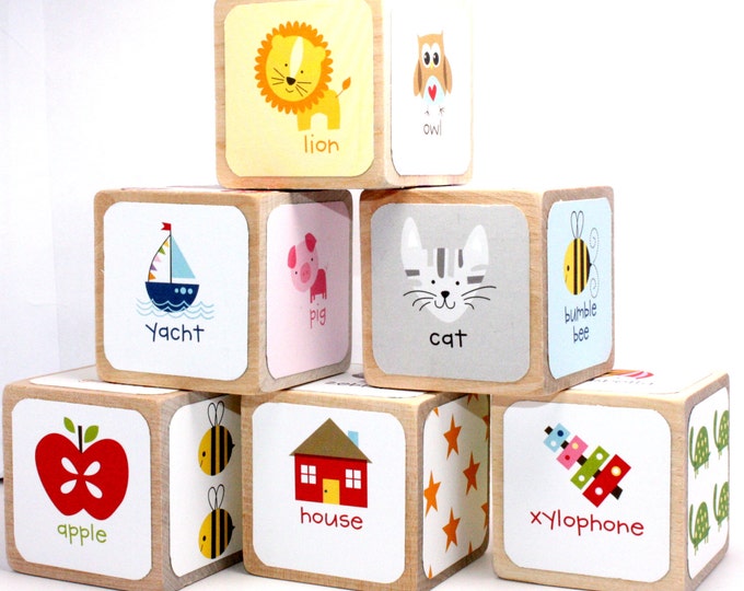 Wood Blocks - Alphabet Blocks - ABC - Baby Shower Gift - Table ...