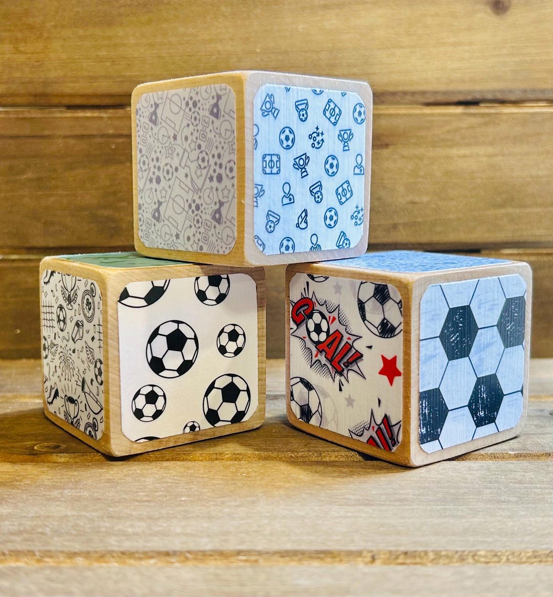 Soccer Wooden Baby Blocks - Sports Theme Nursery - Baby Shower Gift ...