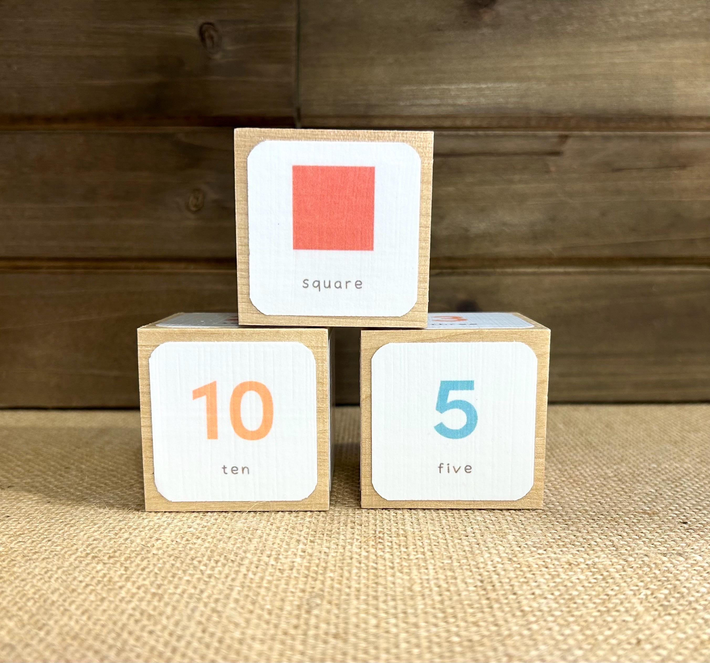 Numbers and Shapes Wooden Blocks - Montessori Inspired Educational Toy ...