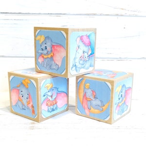 Dumbo Nursery or Baby Shower Decorations - Wooden Blocks - Baby Mine ...