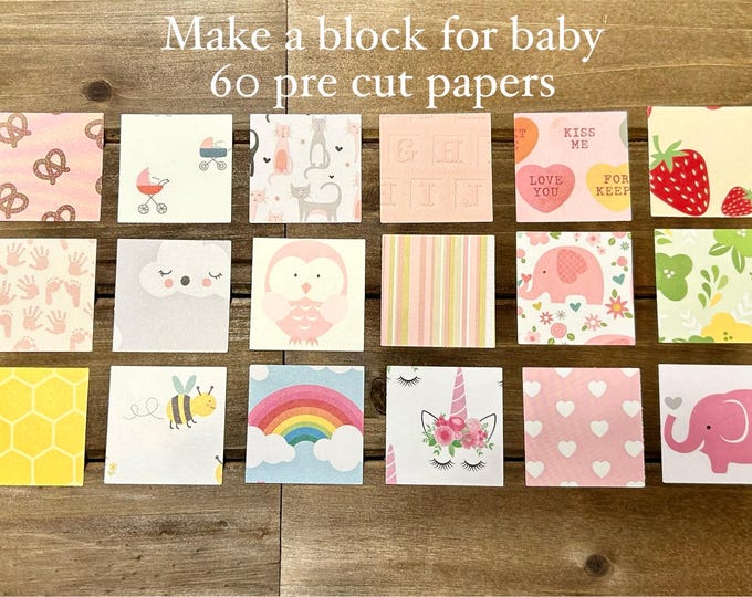 DIY Baby Shower Block Craft Kit – Pre-cut Papers for 2 Inch Wooden ...