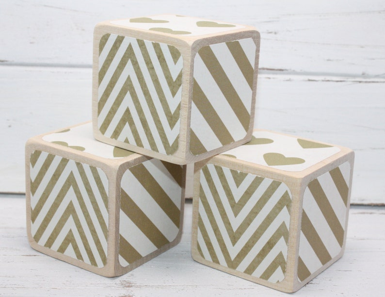 Gold Nursery Wooden Baby Blocks Baby Girl Baby Shower - Etsy