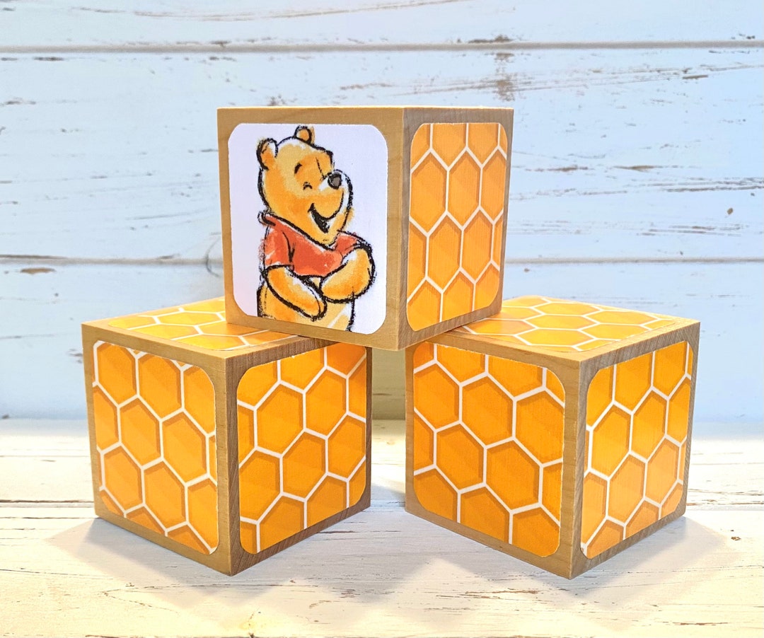 Winnie the Pooh - Wooden Baby Blocks - Baby Shower Decor - Table ...