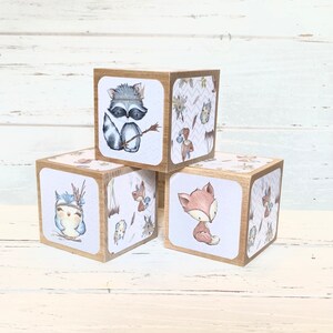 Boho Woodland Animals Wooden Baby Blocks Baby Shower Decor Table ...