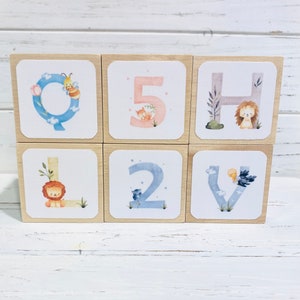Alphabet Letter Blocks - Wooden Blocks - 6 Blocks - Letter and Numbers ...