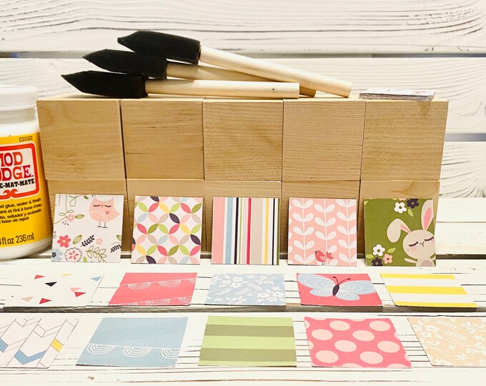 Wooden Blocks - Baby Shower Craft - Baby Girl Designs - Floral - DIY ...