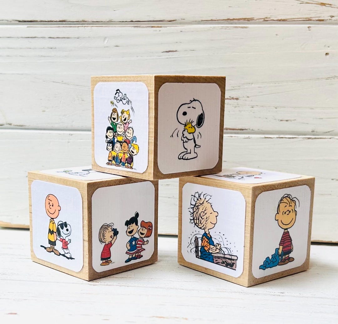 Peanuts Characters Wood Blocks Snoopy Charlie Brown Baby Shower ...