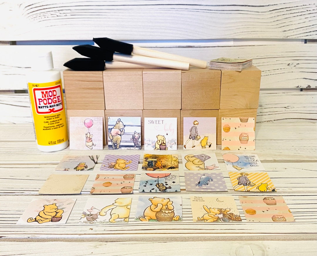 Vintage Winnie the Pooh Blocks - DIY Baby Shower Craft - Baby Girl ...