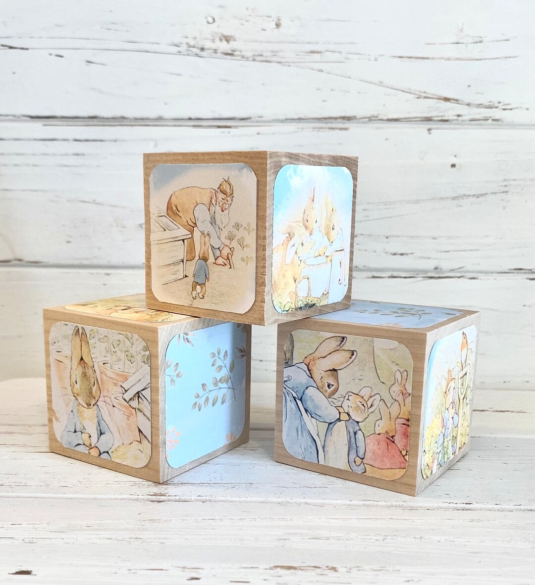 Beatrix Potter Wood Blocks Peter Rabbit Nursery Room Decor Benjamin ...