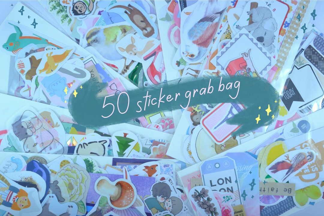 50 Sticker Grab Bag. Sticker Destash, All Cute Modern Assorted Stickers ...
