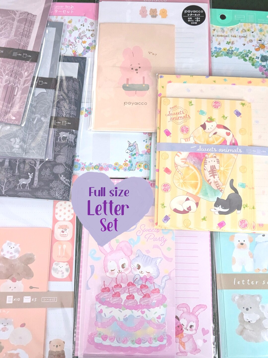 Kawaii Japanese Stationery. Various Cute Animal Designs. Letter Writing ...