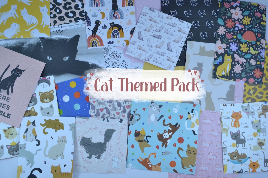 Cat Themed Journal Kit. 50 Pieces Including Paper, Stickers, & Washi ...