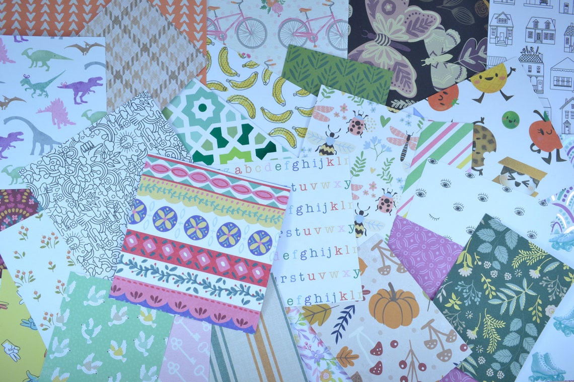 50 Pc Paper Grab Bag, Assorted Paper, Modern Stationery, Paper Supplies ...