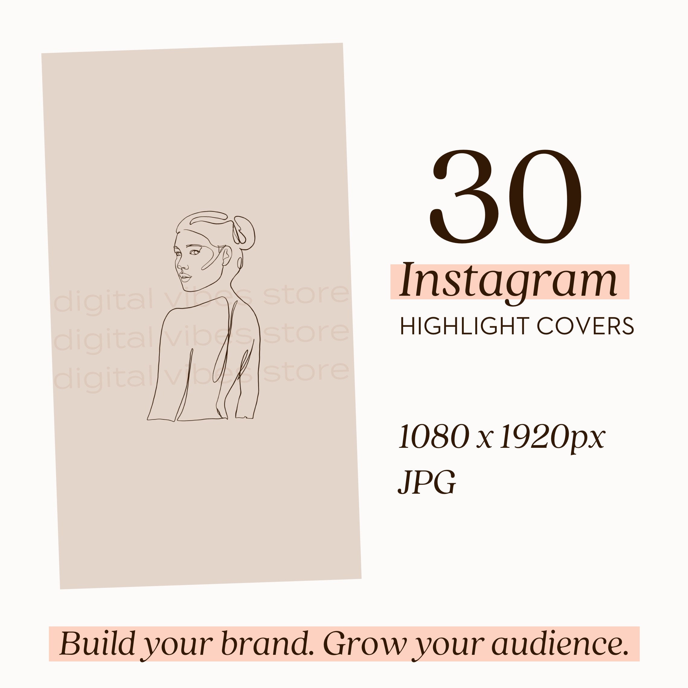 30 Boho Neutral Brown Line Art Highlight Cover Icons Digital Download ...