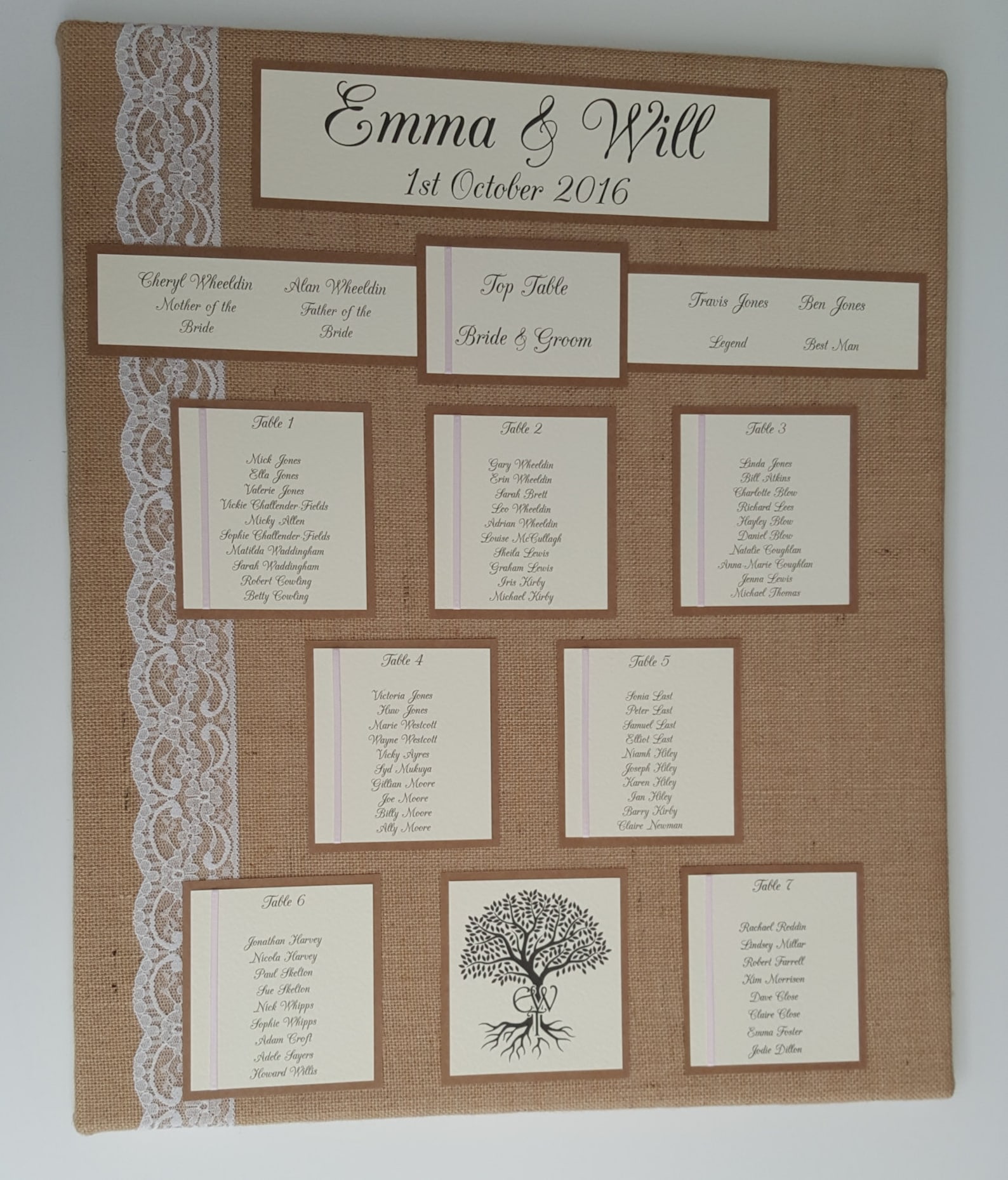 Rustic Tree Personalised Wedding Table Plan - Etsy UK