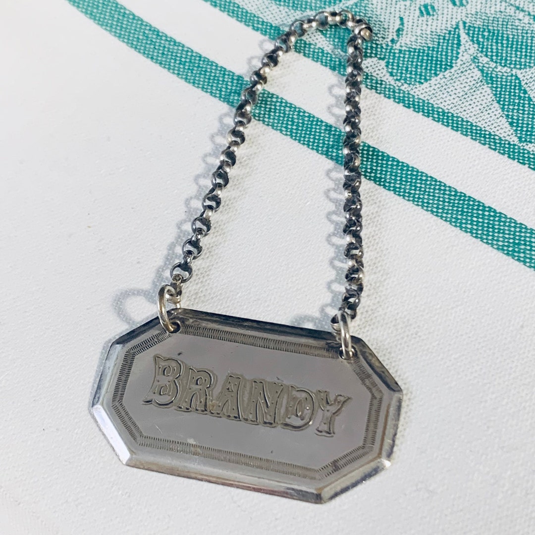 Vintage Silver Plate Brandy Decanter Drink Bottle Label - Etsy