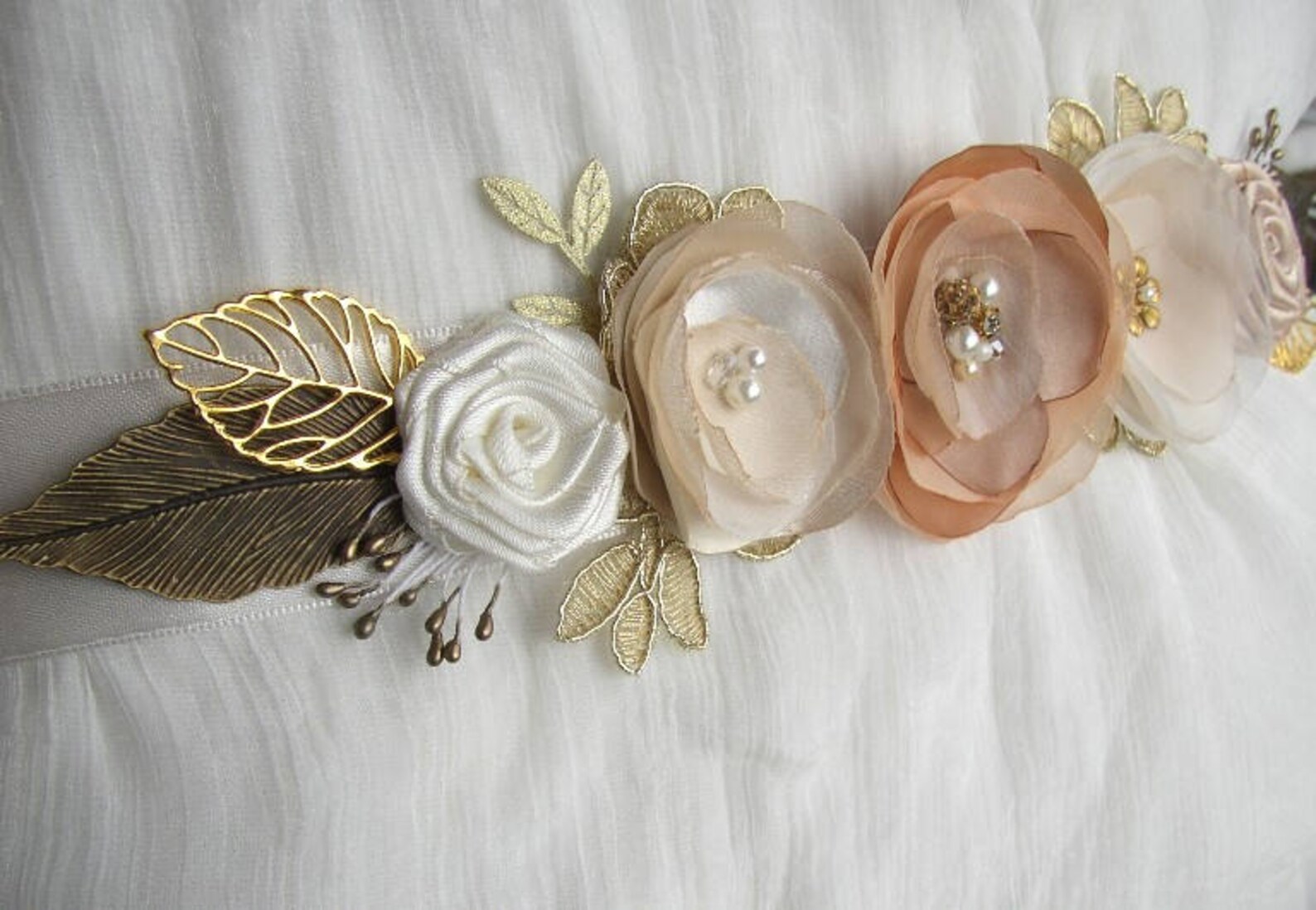 Gold Wedding Sash Rustic Bridal Sash Wedding Dress Belt | Etsy