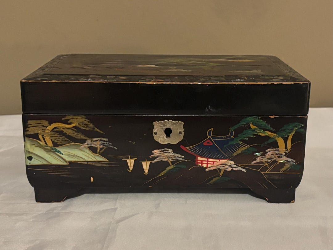 Japanese Black Laquered Abalone Shell Hand Painted Jewelry Box - Etsy