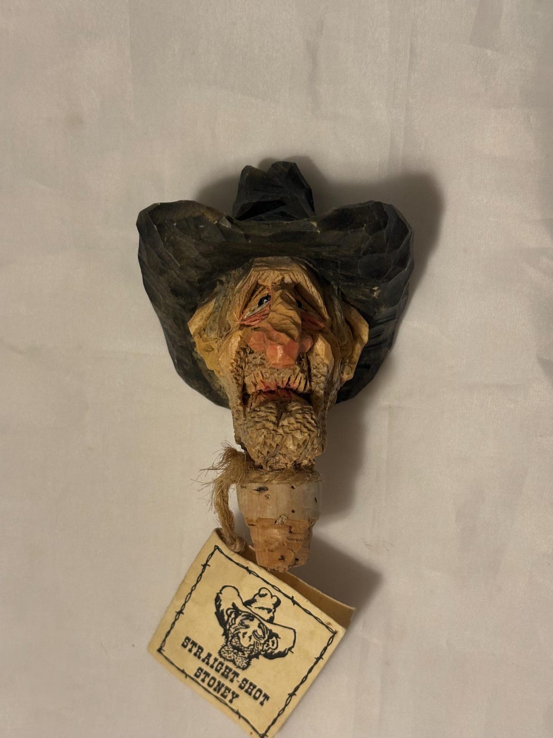 Chris Hammack “straight Shot Stoney” Carved Wooden Bottle Cork Figurine ...