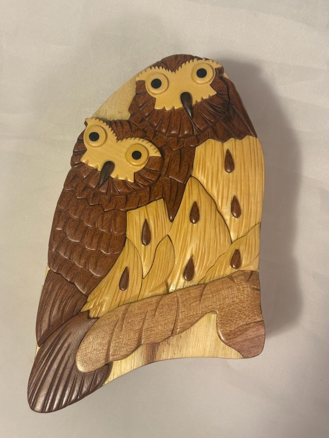 Carved Wood Two Owls Puzzel Box by Carver Dan - Etsy