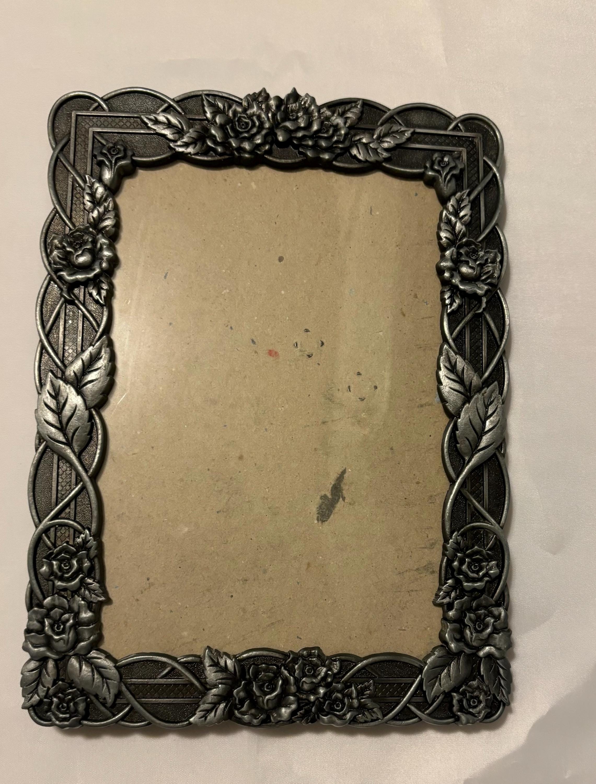 Pewter Rose and Vine Picture Frame - Etsy