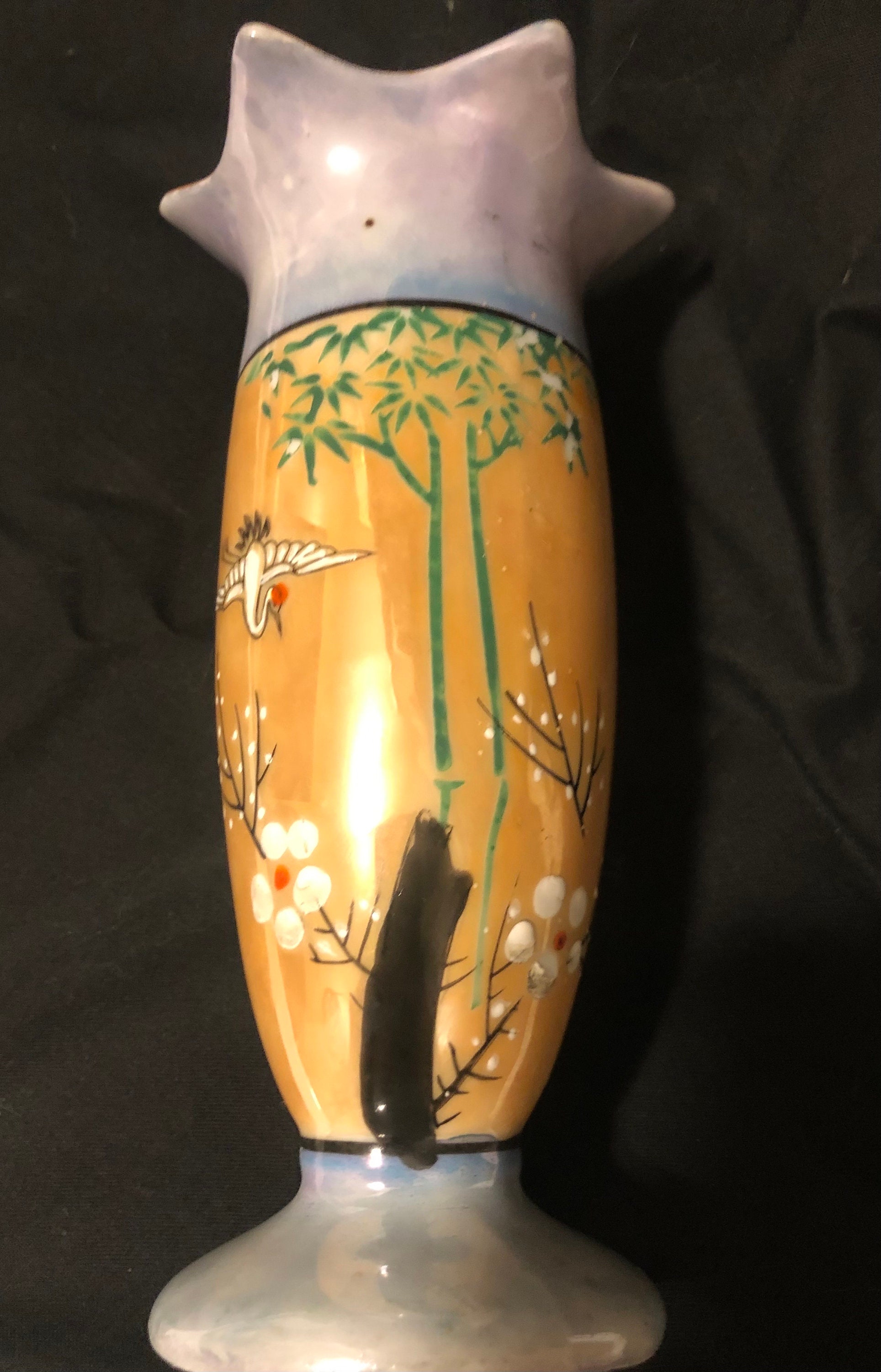 Vintage Japanese Hand Painted Lusterware Vase - Etsy