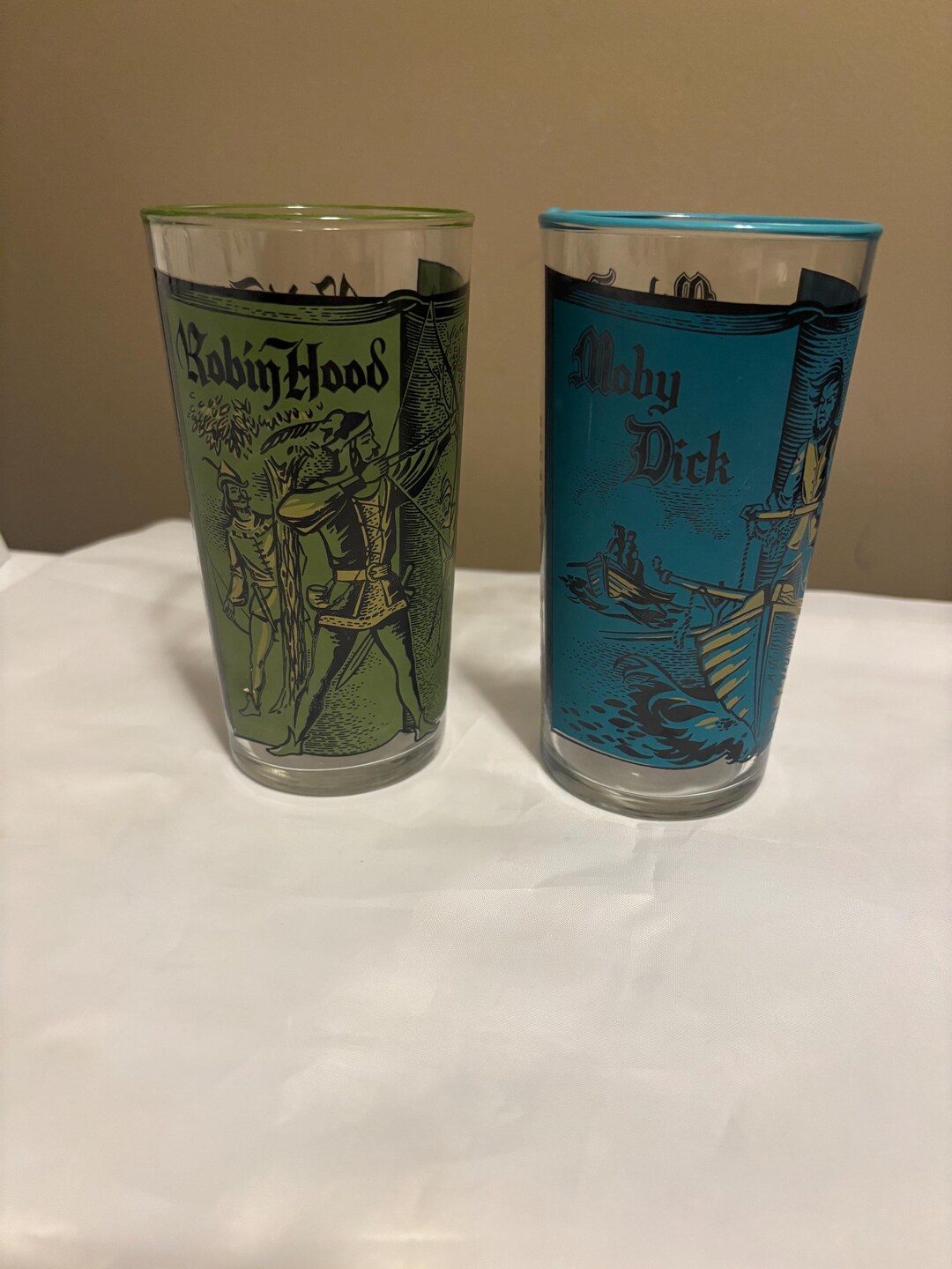 Libby Classic Story Book Robin Hood & Moby Dick Drinking Glasses Pair - Etsy