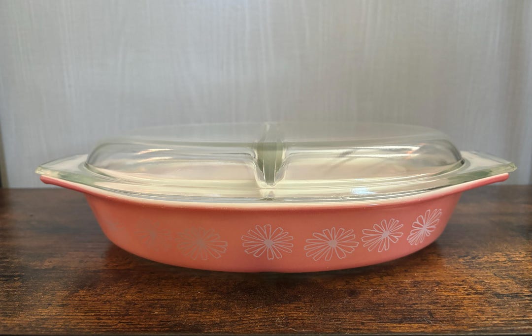 Pyrex Pink Daisy Divided Casserole Dish - Etsy