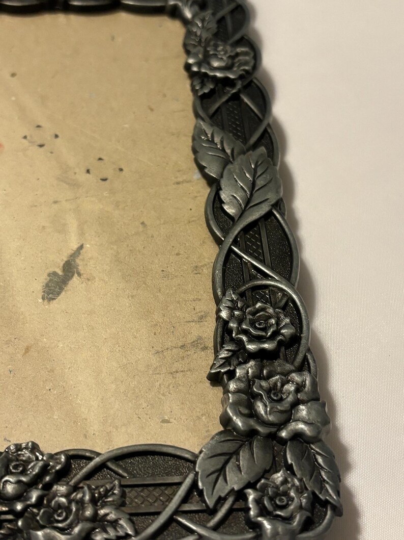 Pewter Rose and Vine Picture Frame - Etsy