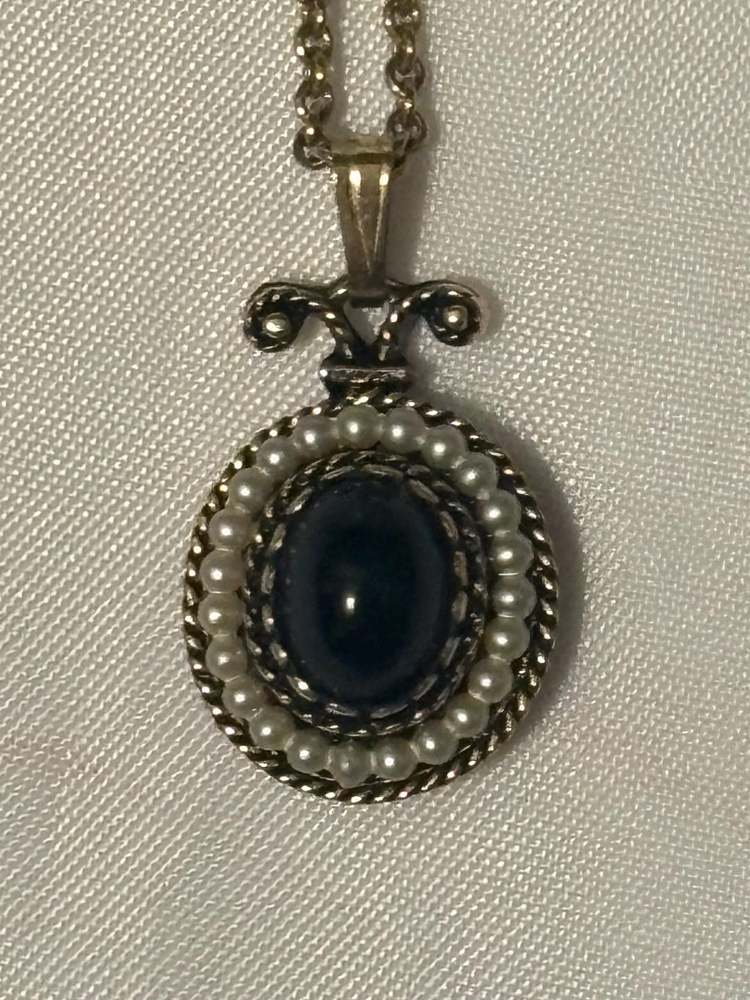 Avon Black Cabachon Ivory Seed Pearl Fleur De Lis Necklace - Etsy
