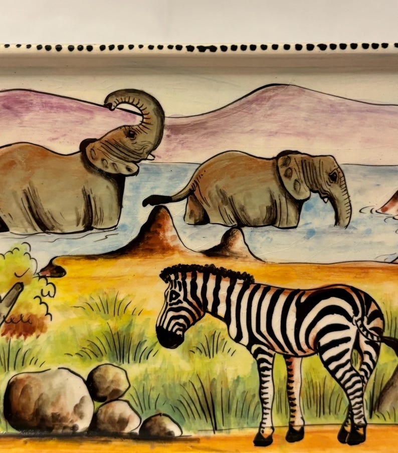 Safari Intu Art South African Hand Painted Signed Tray - Etsy