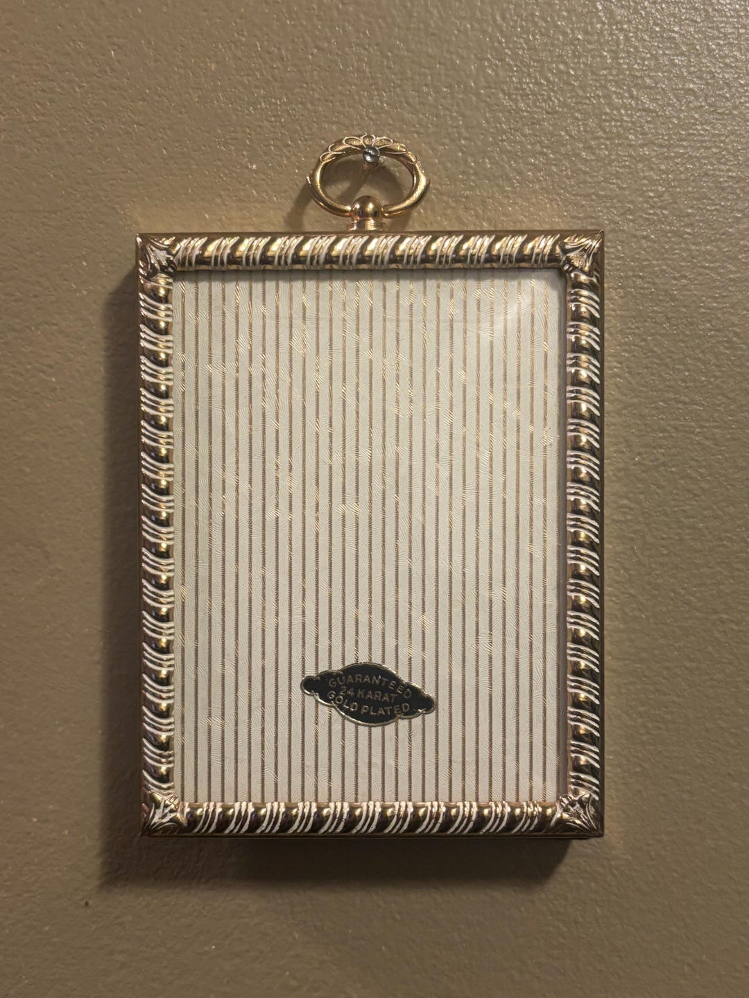 Antique 24 Karat Gold Plated Convex Glass Wall Hanging or Easel Back ...