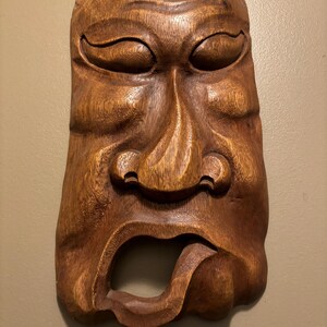Solid Carved Wood Mask Head Wall Decor - Etsy