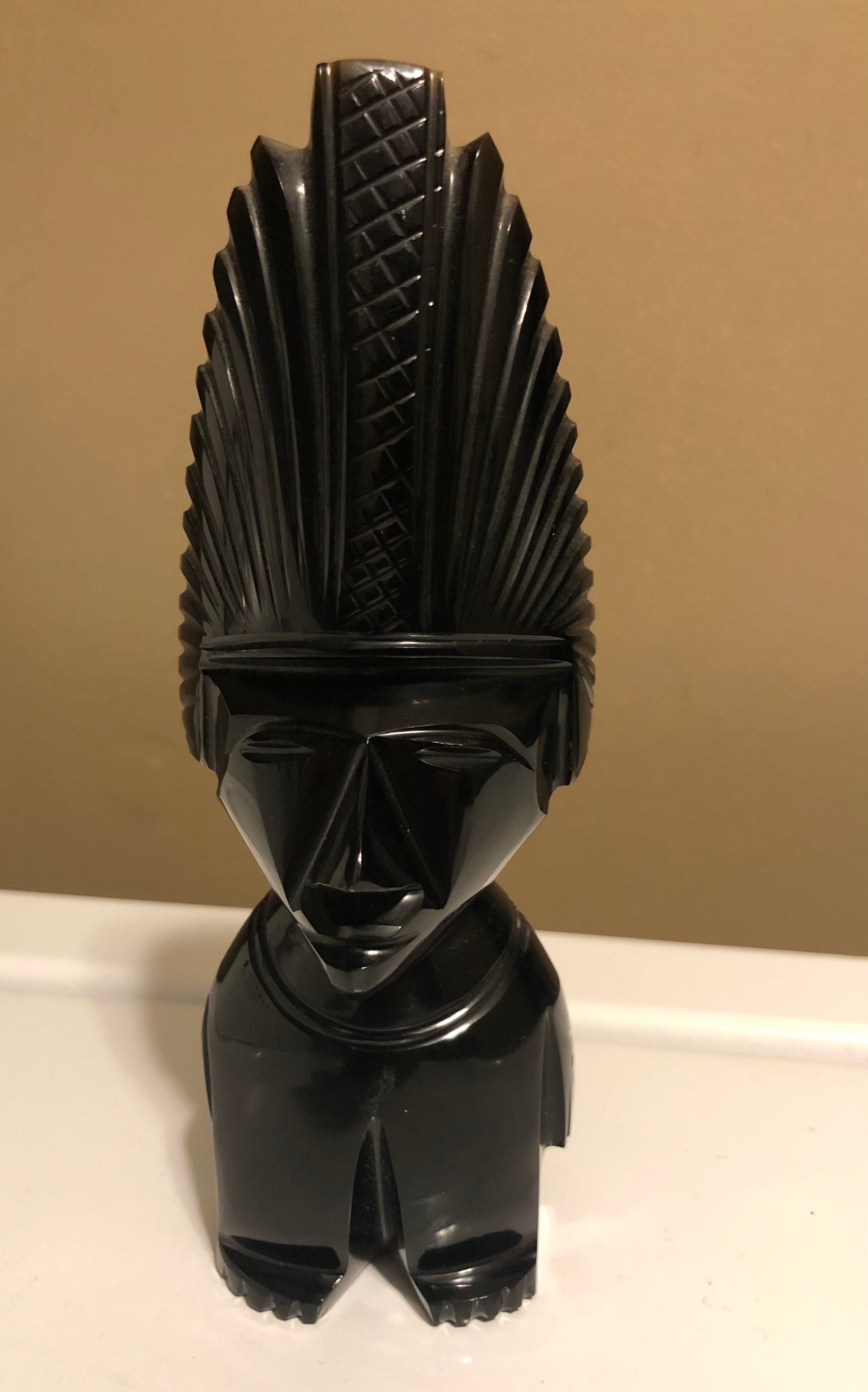 Obsidian Mayan Aztec Warrior Statue - Etsy