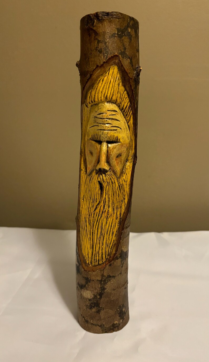 Carved Wood Branch Folk Art Wizard Tree Spirit Man - Etsy