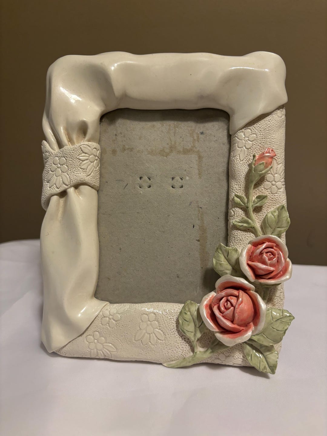 Vintage 3D Pink Roses Ceramic Picture Frame Pair - Etsy
