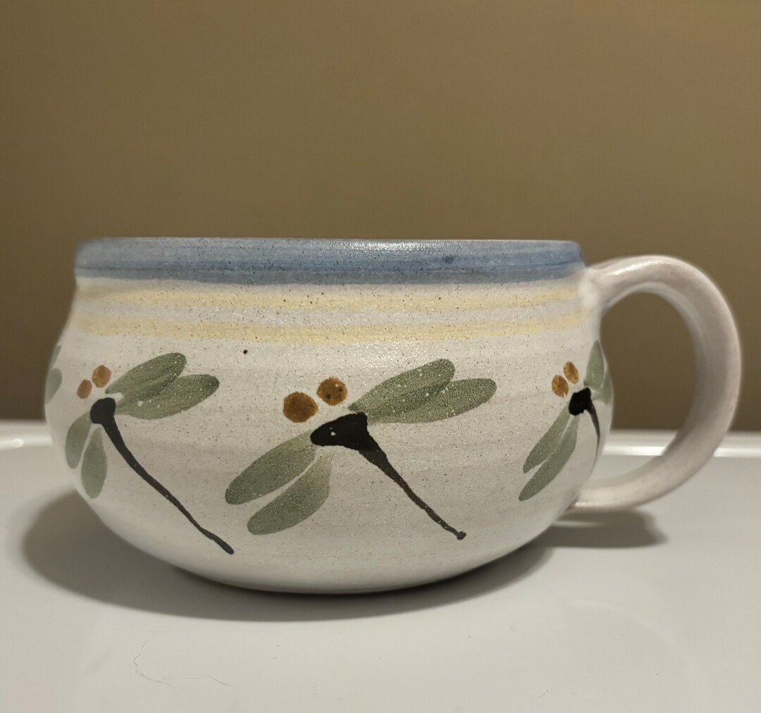 Turtle Island Pottery Dragonfly Art Soup Bowl - Etsy