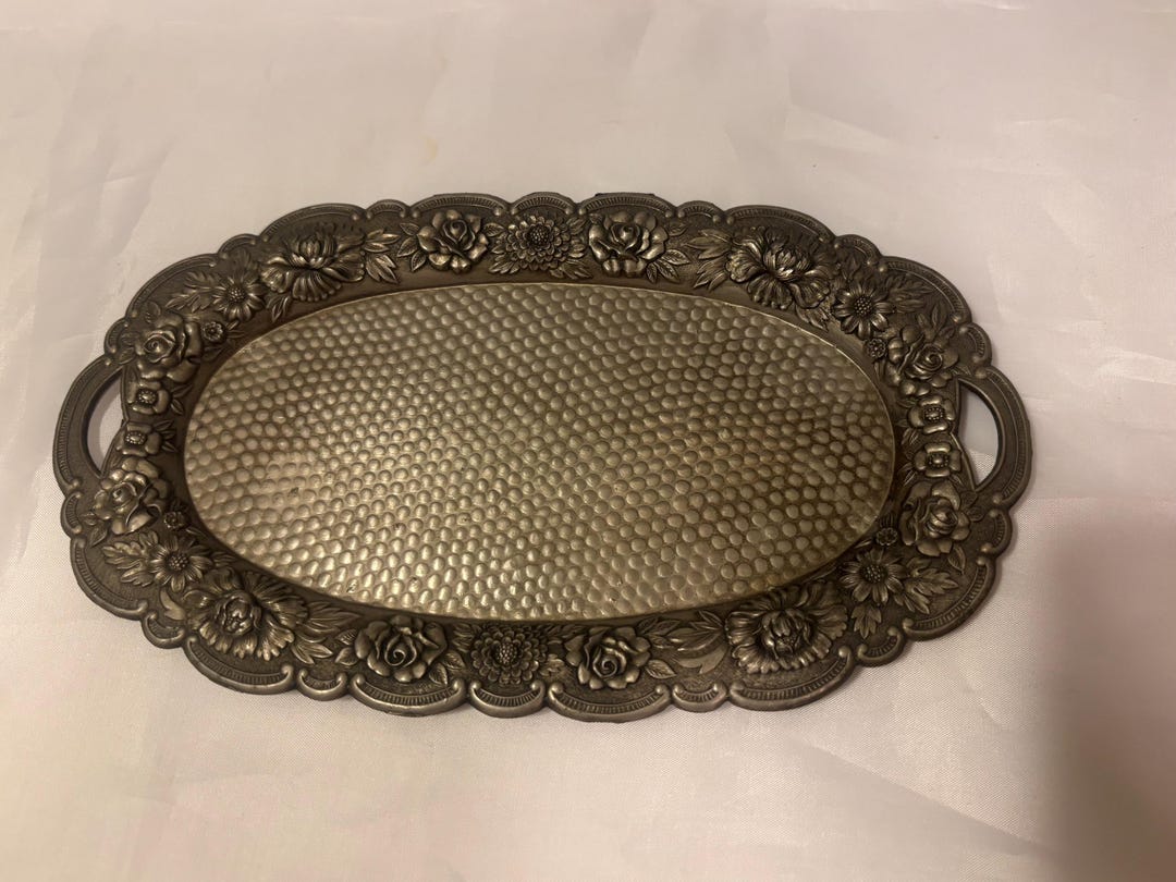 Japanese Silver Plate Floral Decorative Tray - Etsy