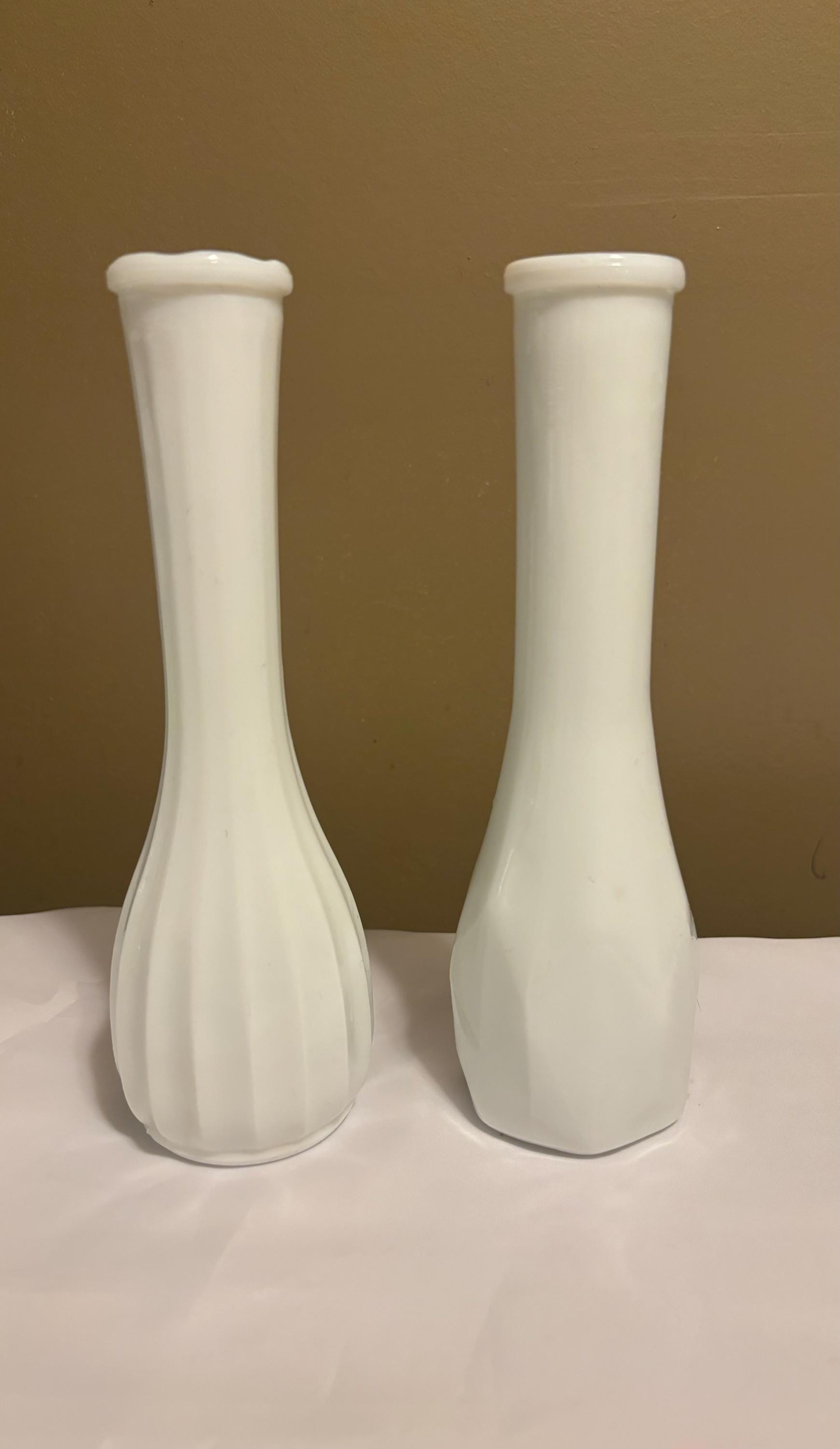 Vintage EO Brody Milk Glass Bud Vase Pair - Etsy