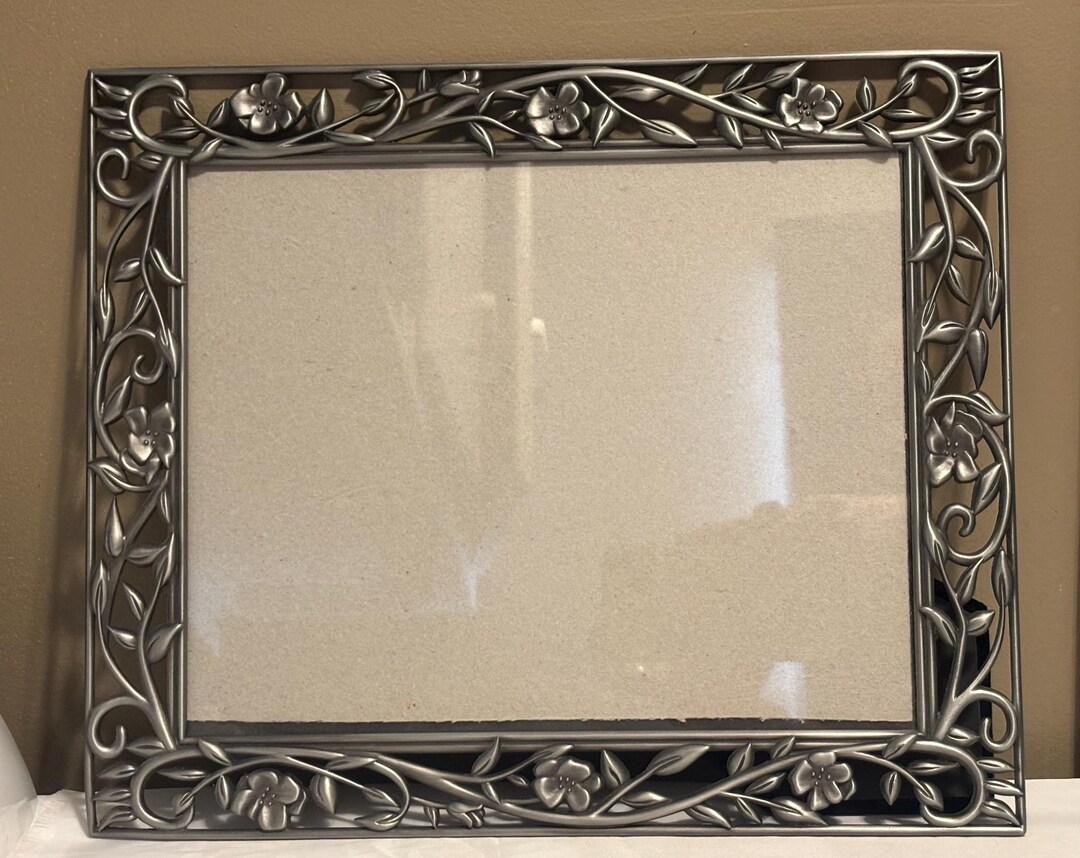 Vintage Pewter Metal Colored Floral 8x10 Frame - Etsy