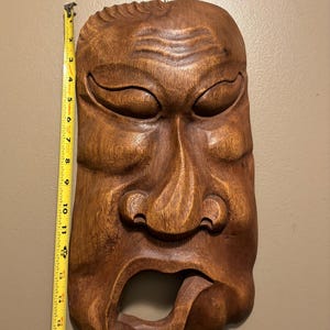 Solid Carved Wood Mask Head Wall Decor - Etsy
