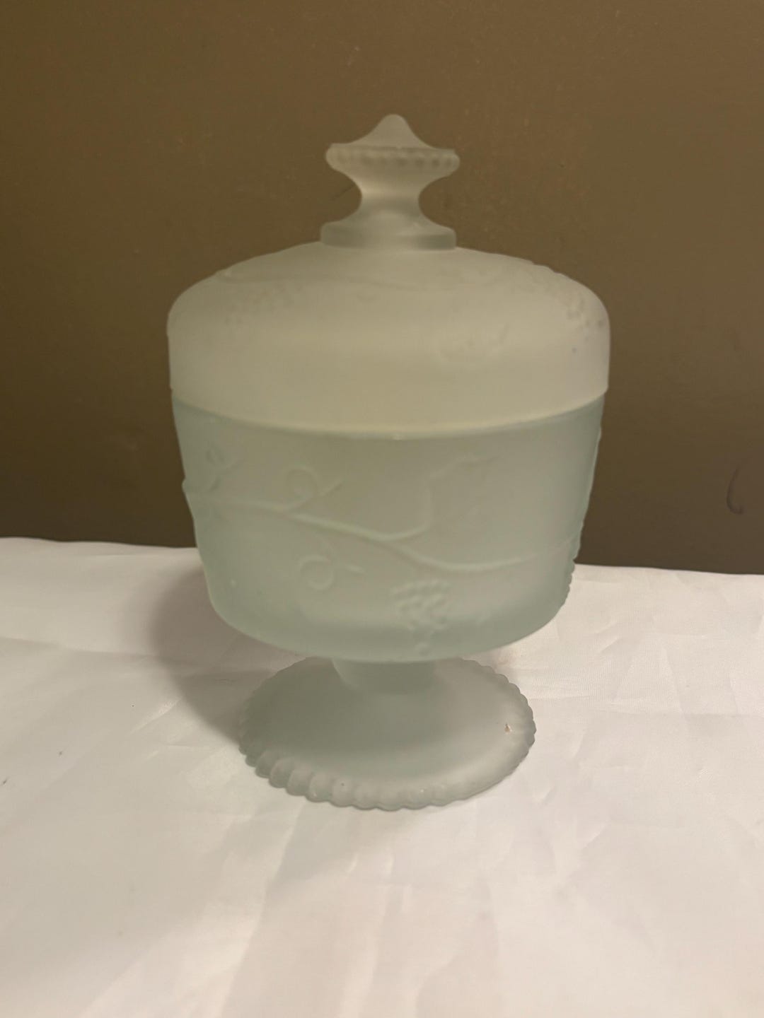 Avon Frosted Satin Glass Powder Vanity Jar - Etsy