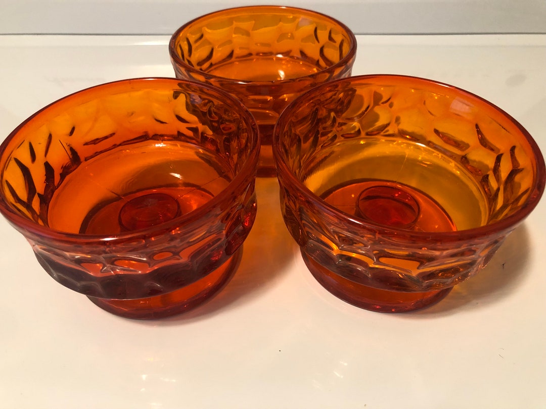 Flaming Orange Fostoria Pebble Beach Glass Cups - Etsy