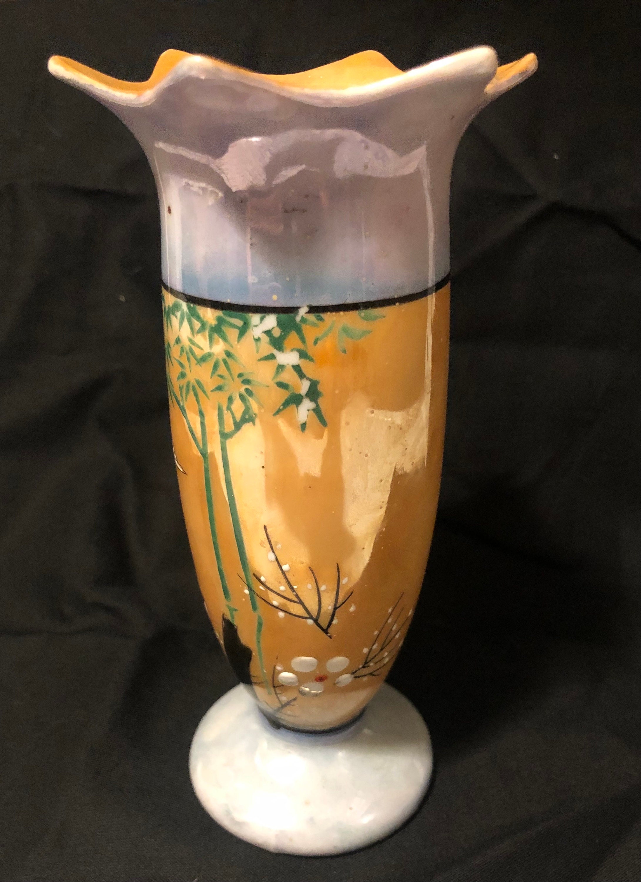 Vintage Japanese Hand Painted Lusterware Vase - Etsy