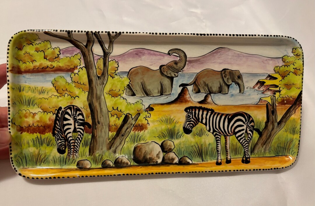 Safari Intu Art South African Hand Painted Signed Tray - Etsy