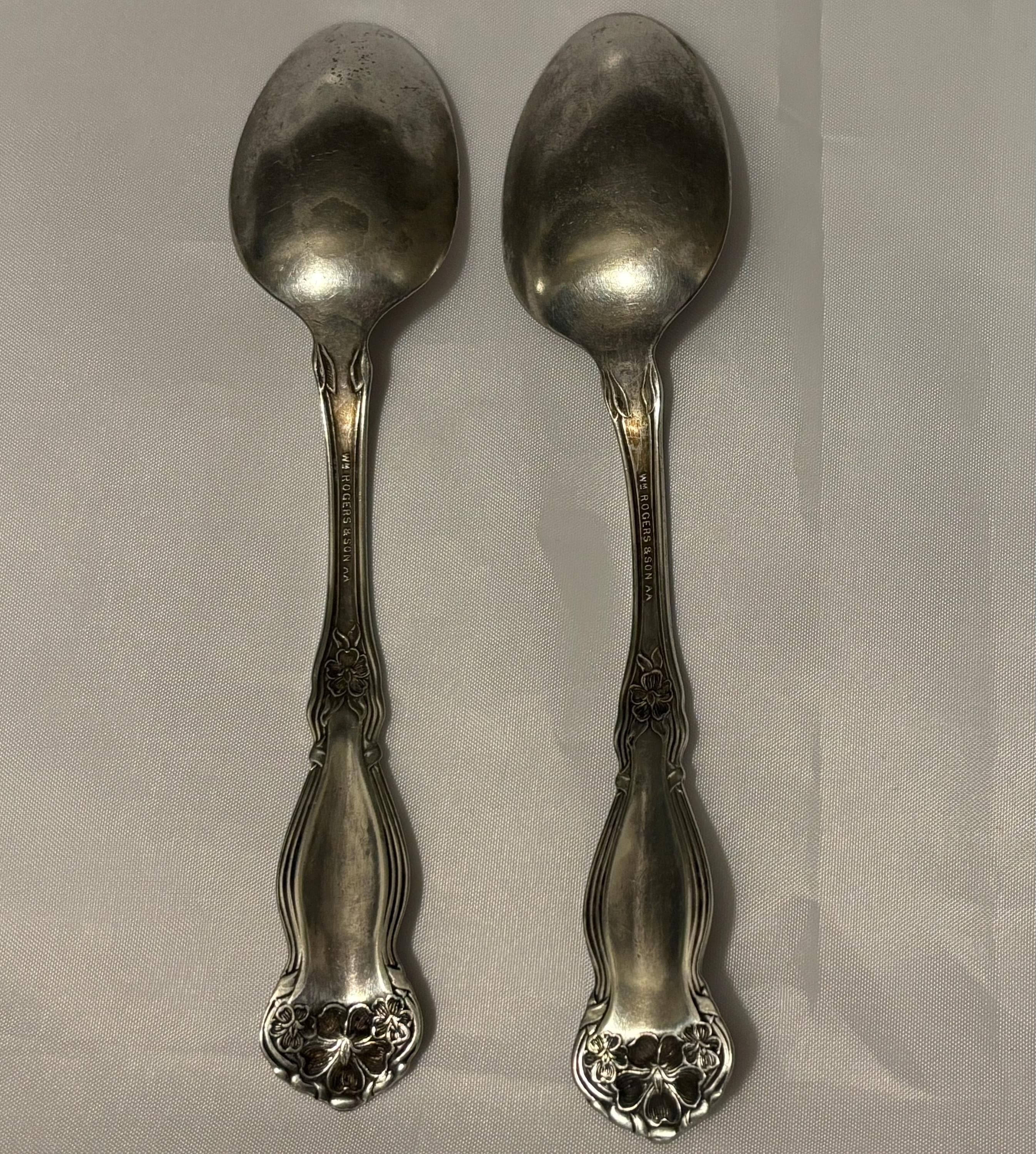 WM Rogers & Sons AA Silver Plate Floral Teaspoon Pair - Etsy