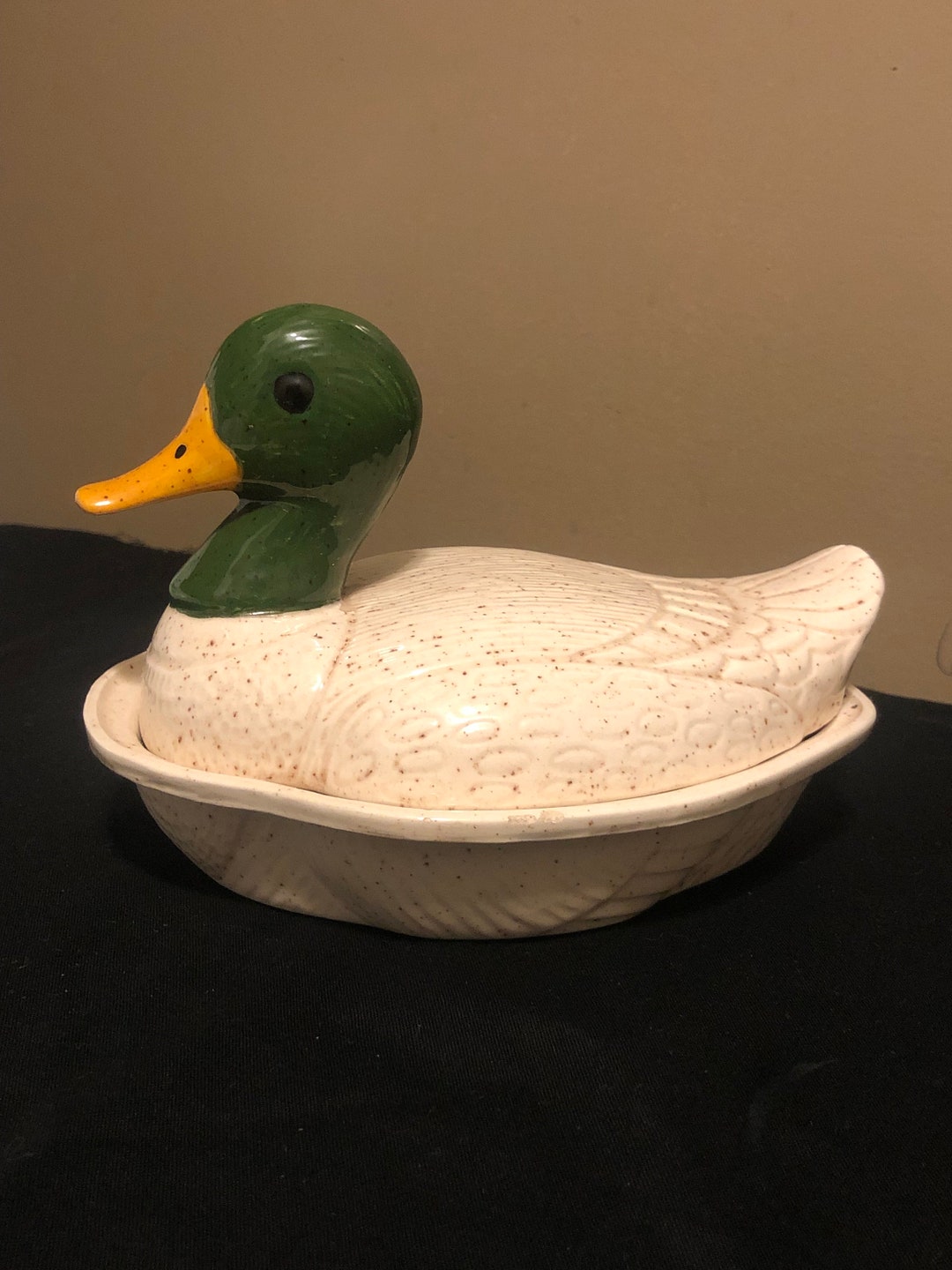 Vintage Ceramic Mallard Duck Trinket Box - Etsy