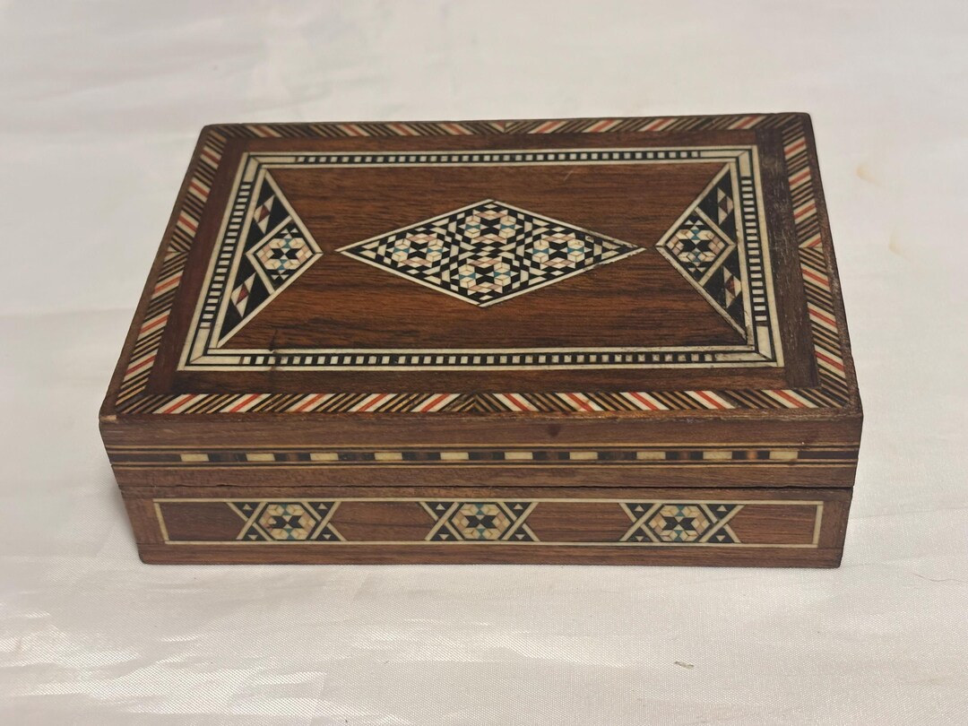 Khatam Marquentry Mosaic Inlaid Wood Persian Trinket Storage Jewelry ...