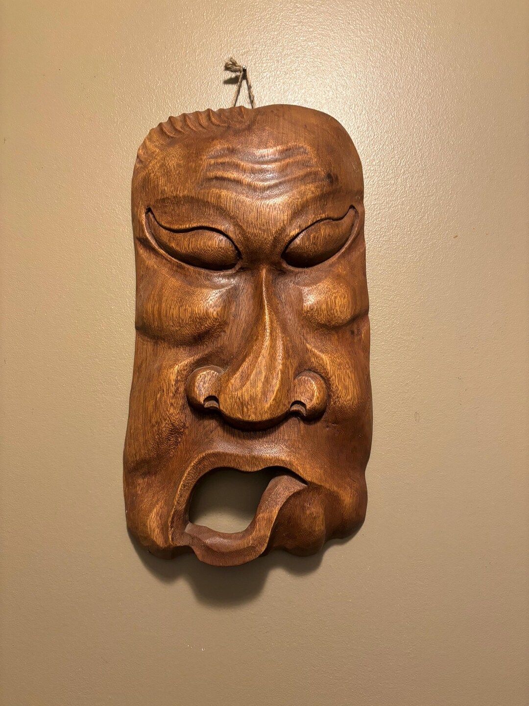 Solid Carved Wood Mask Head Wall Decor - Etsy